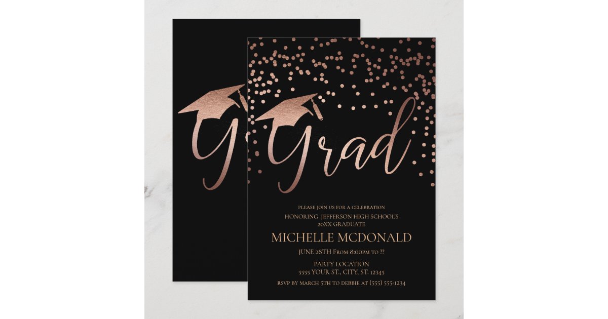 Rose Gold Graduation Party Invitation | Zazzle