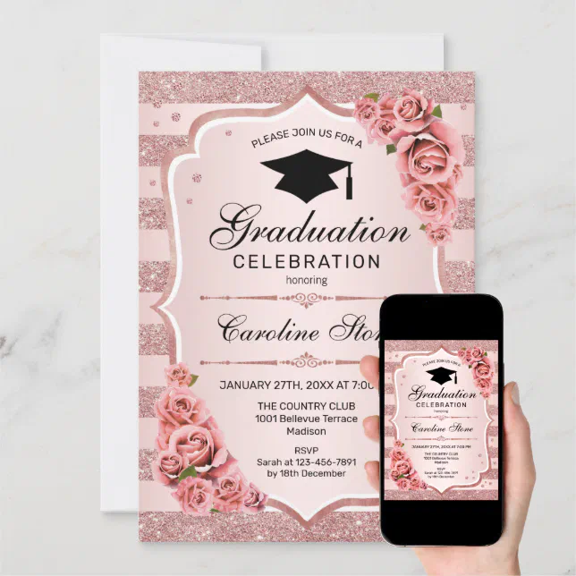 Rose Gold Graduation Party Invitation | Zazzle