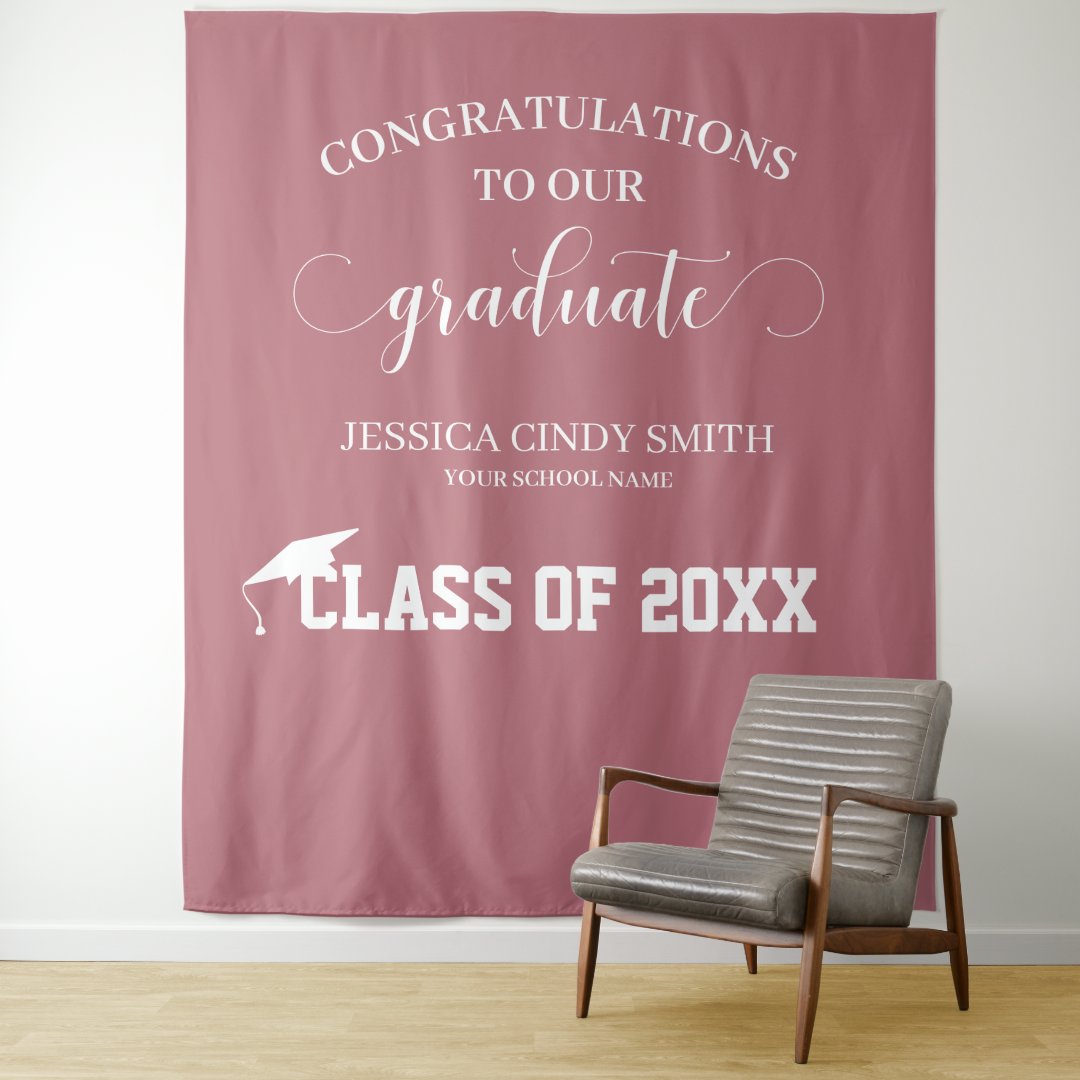 Rose Gold Graduation Photo Booth Prop Tapestry | Zazzle