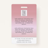 Rose Gold Healthcare Barcode Employee Photo ID Badge | Zazzle