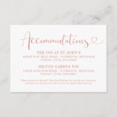 Rose Gold Heart Script Wedding Accommodations Enclosure Card | Zazzle