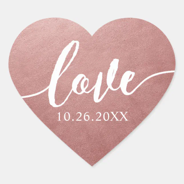 Rose Gold Heart Shape Favor Envelope Seal Sticker | Zazzle