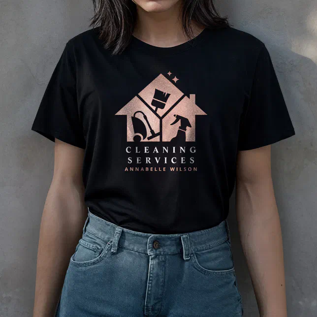 Rose Gold House Cleaning Services T-Shirt | Zazzle