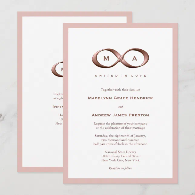 Rose Gold Infinity Hand Clasp Wedding Invitation | Zazzle