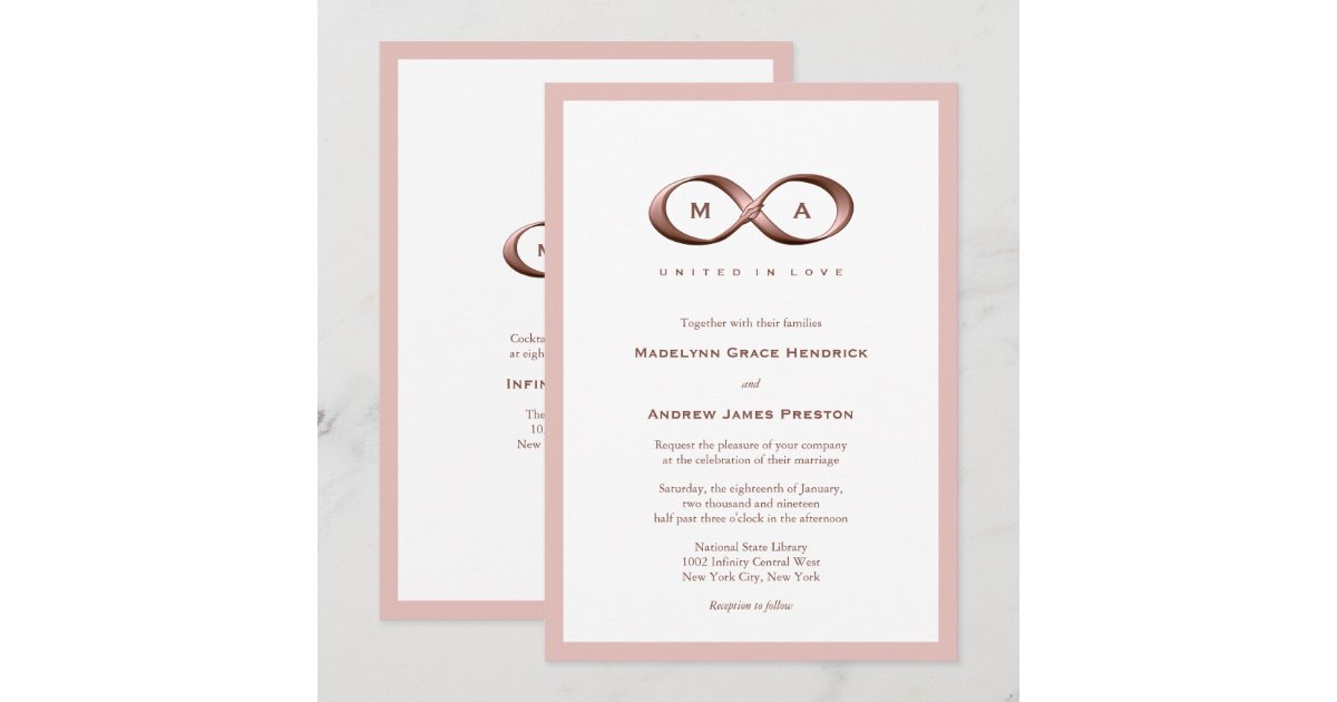 Rose Gold Infinity Hand Clasp Wedding Invitation | Zazzle