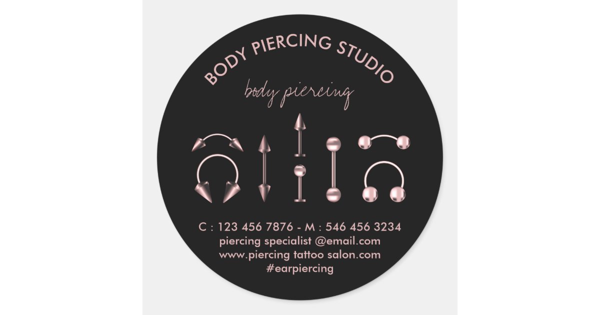 Rose Gold Jewelry Body Piercing Specialist Classic Round Sticker | Zazzle