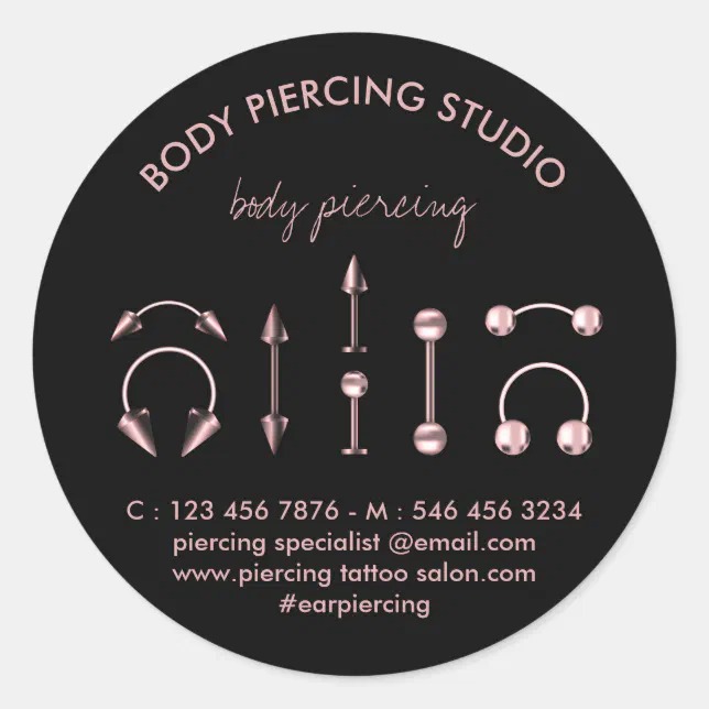 Rose Gold Jewelry Body Piercing Specialist Classic Round Sticker | Zazzle