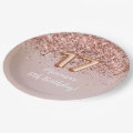 Rose Gold Kids Girly 17th Birthday Party Paper Plates | Zazzle
