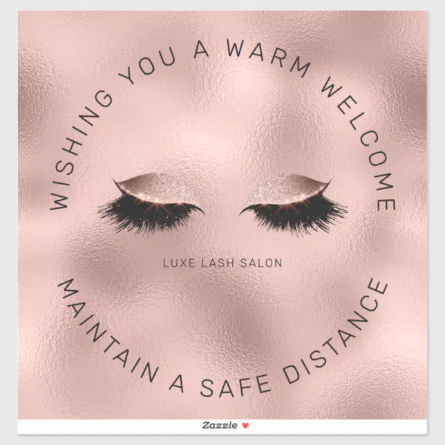 Rose Gold Lash Salon Distancing Floor Marker Sticker | Zazzle