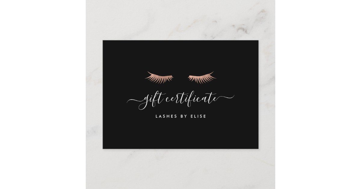 Rose Gold Lashes | Gift Certificate Card | Zazzle.com