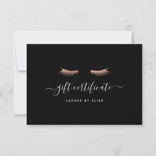 Rose Gold Lashes | Gift Certificate Card | Zazzle.com