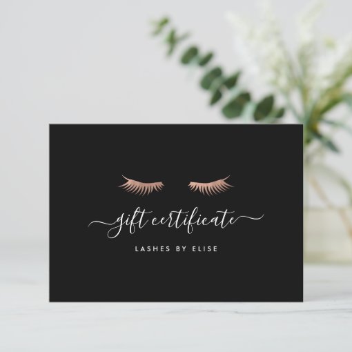 Rose Gold Lashes | Gift Certificate Card | Zazzle