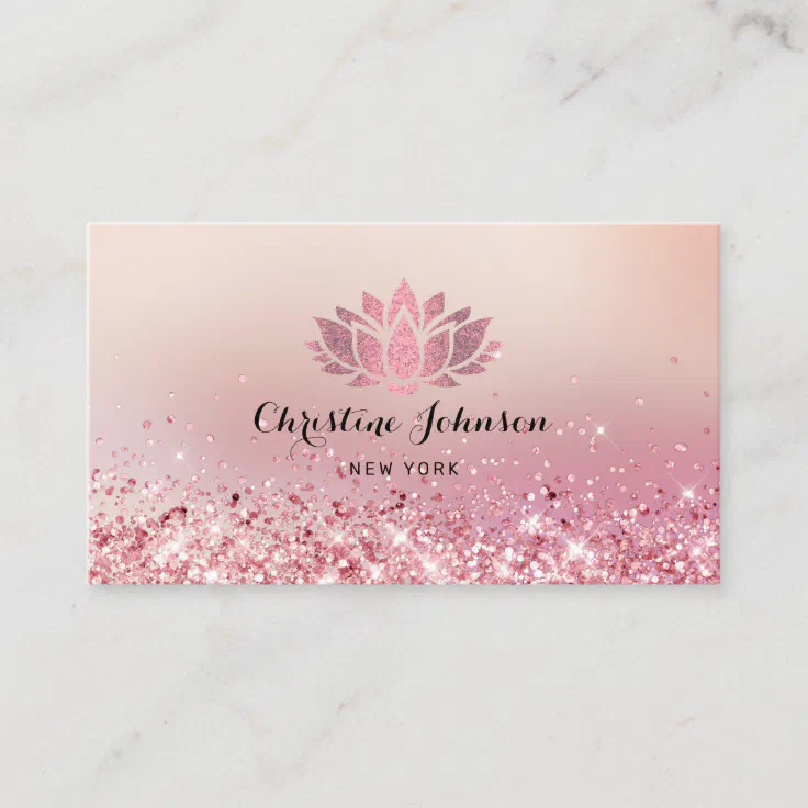 rose gold lotus flower business card | Zazzle