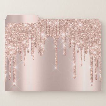 Rose Gold Makeup Drips Glitter Beauty Sparkly File Folder | Zazzle