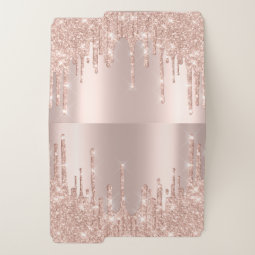 Rose Gold Makeup Drips Glitter Beauty Sparkly File Folder | Zazzle