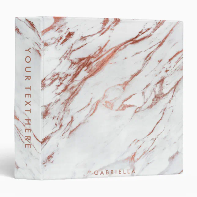 Rose Gold Marble 3 Ring Binder | Zazzle