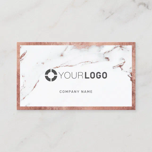 Rose gold marble custom company logo professional business card | Zazzle