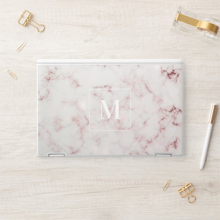Rose Gold Marble Custom Monogram HP Laptop Skin | Zazzle.com