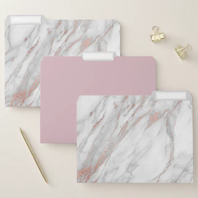 Rose Gold Marble File Folders Set of 3 | Zazzle
