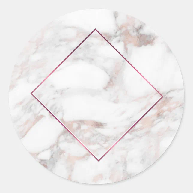 Rose Gold Marble Modern Elegant Blank Template Classic Round Sticker ...