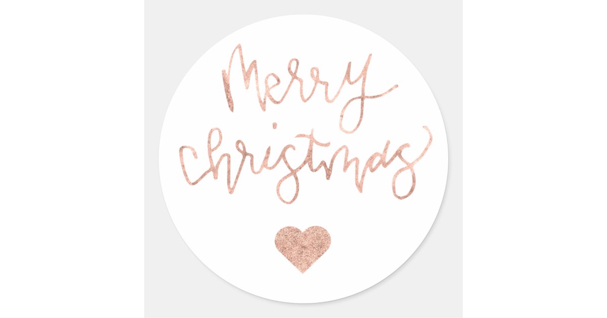 Rose Gold Merry Christmas Sticker | Zazzle