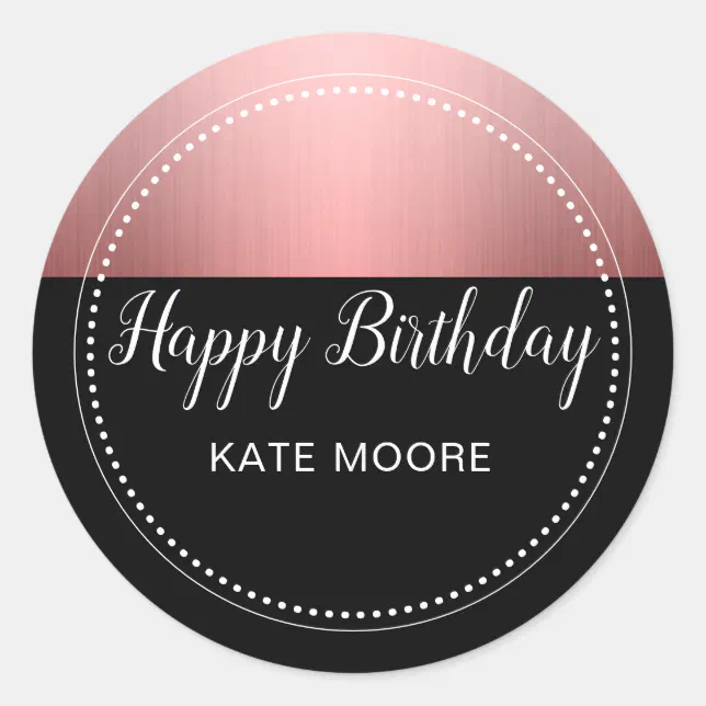 Rose Gold Metallic Birthday Party Classic Round Sticker | Zazzle