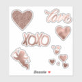 Rose Gold Metallic Glitter Love Heart Set Sticker | Zazzle
