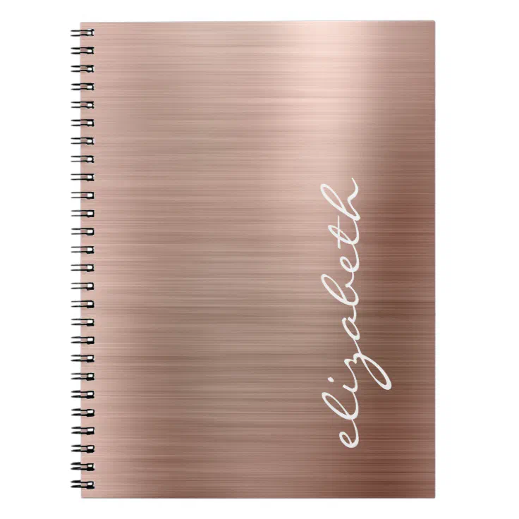 Rose Gold Metallic Personalized Signature Script Notebook | Zazzle