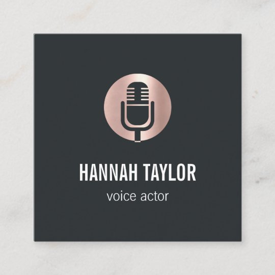 Rose Gold Microphone Voice Actor Square Business Card | Zazzle.com