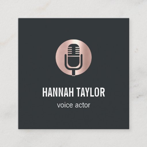 Rose Gold Microphone Voice Actor Square Business Card | Zazzle
