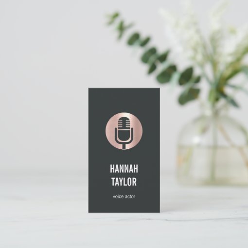 Rose Gold Microphone Voice Actor Vertical Business Card | Zazzle