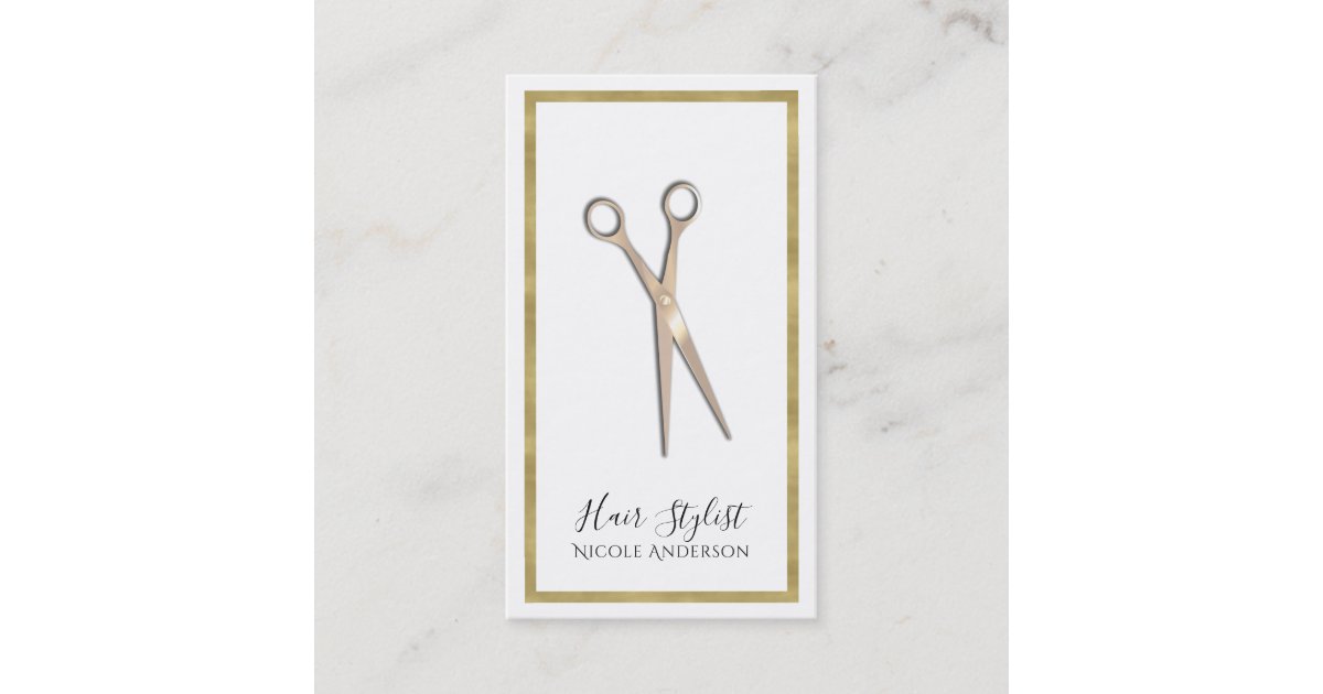 Rose Gold Minimal Gold Border Hair Stylist Business Card | Zazzle