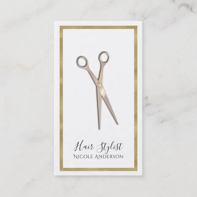Rose Gold Minimal Gold Border Hair Stylist Business Card | Zazzle