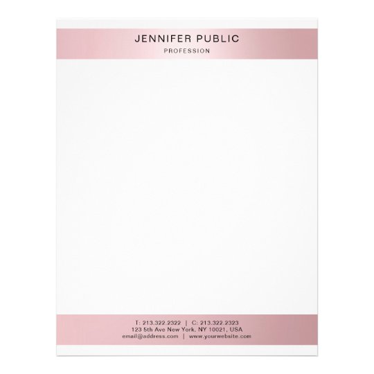Rose Gold Minimalist Modern Trendy Template Letterhead | Zazzle.com