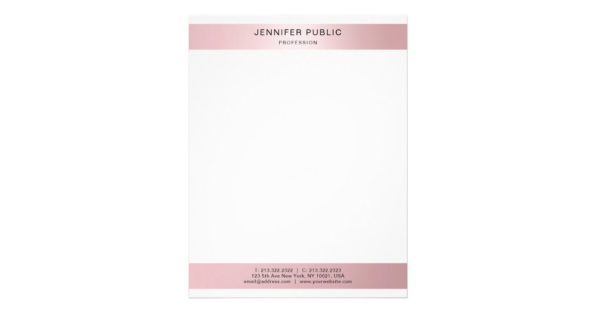 Rose Gold Minimalist Modern Trendy Template Letterhead | Zazzle.com