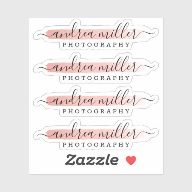 Rose Gold Minimalist Paint Swash Logo Custom Decal | Zazzle