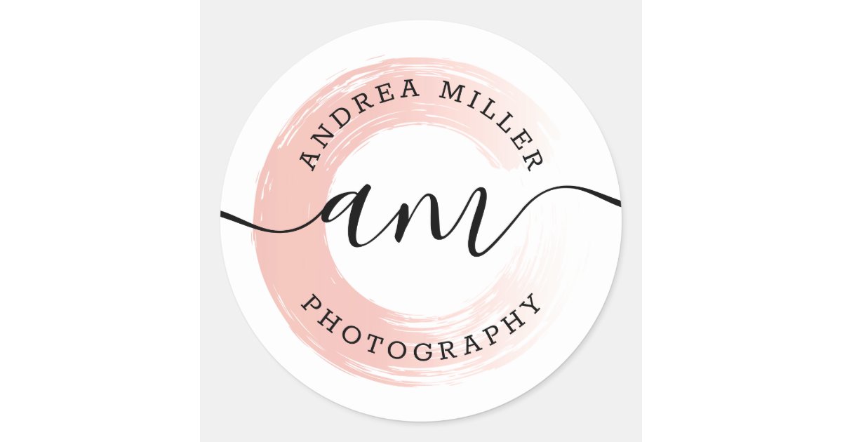 Rose Gold Minimalist Paint Swash Logo Custom Decal Classic Round ...