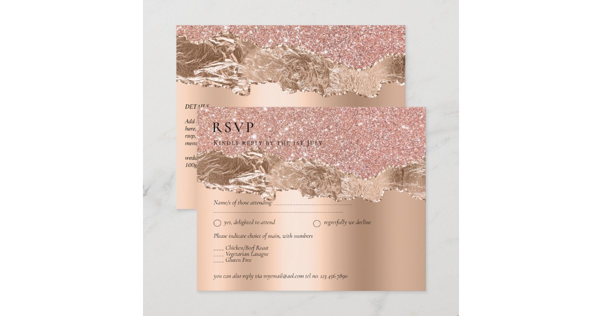 Rose Gold Modern Glamor Wedding Invite | Zazzle