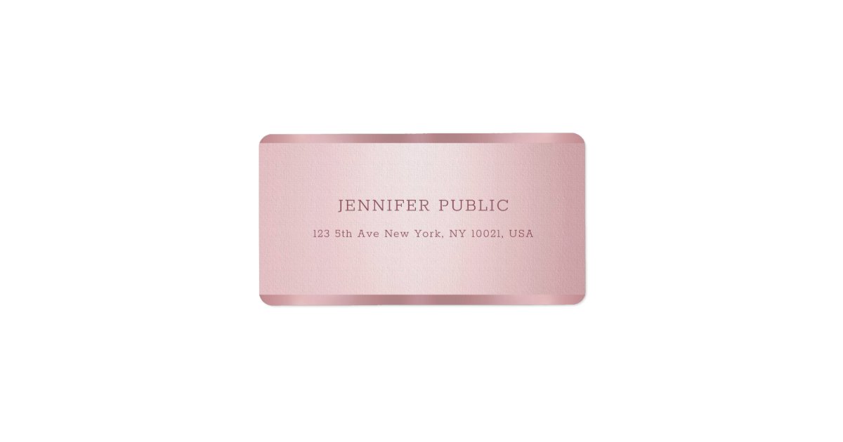 Rose Gold Modern Professional Template Address Label | Zazzle