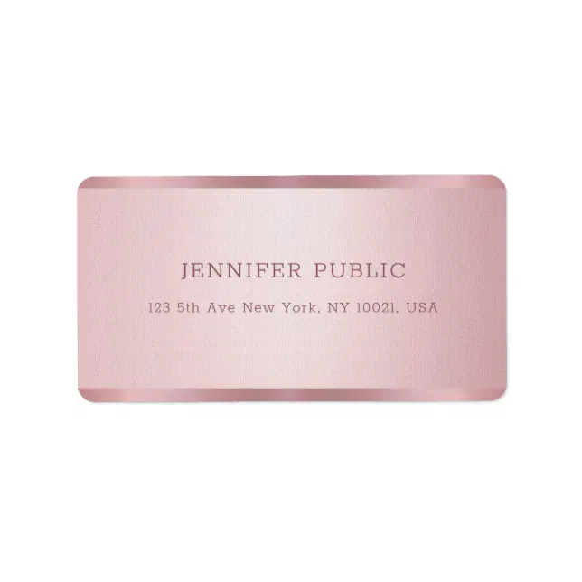 Rose Gold Modern Professional Template Address Label | Zazzle