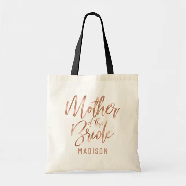 Rose Gold Modern Wedding Mother of the Bride Tote Bag | Zazzle