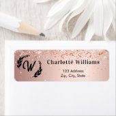Rose gold monogram elegant return address label | Zazzle