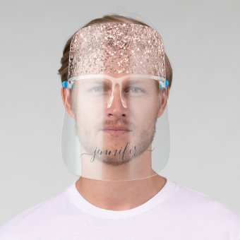 Rose Gold Monogram Luxury Glitter Salon Face Shield | Zazzle