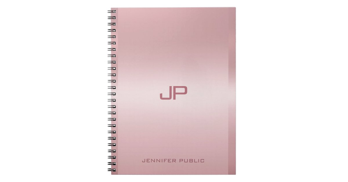 Rose Gold Monogrammed Template Personalized Notebook | Zazzle