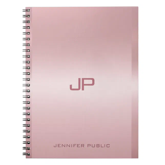 Rose Gold Monogrammed Template Personalized Notebook | Zazzle