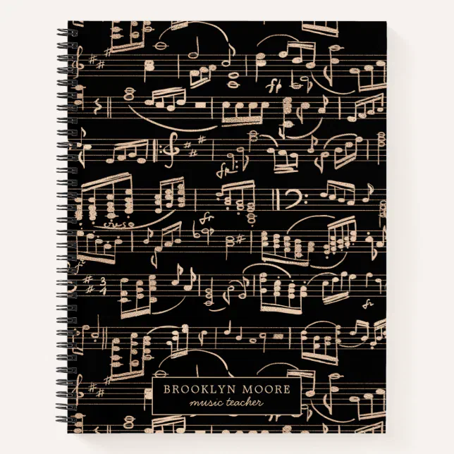 Rose Gold Music Note Personalized Journal | Zazzle