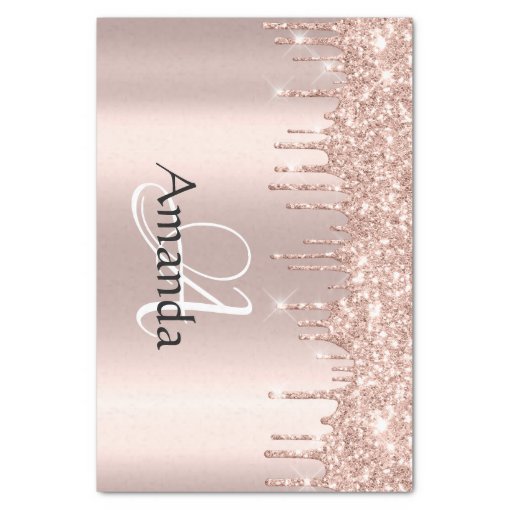 Rose Gold Name Monogram Spark Glitter Tissue Paper | Zazzle