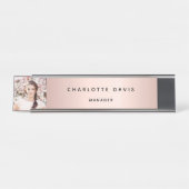 Rose gold photo monogram modern elegant desk name plate | Zazzle