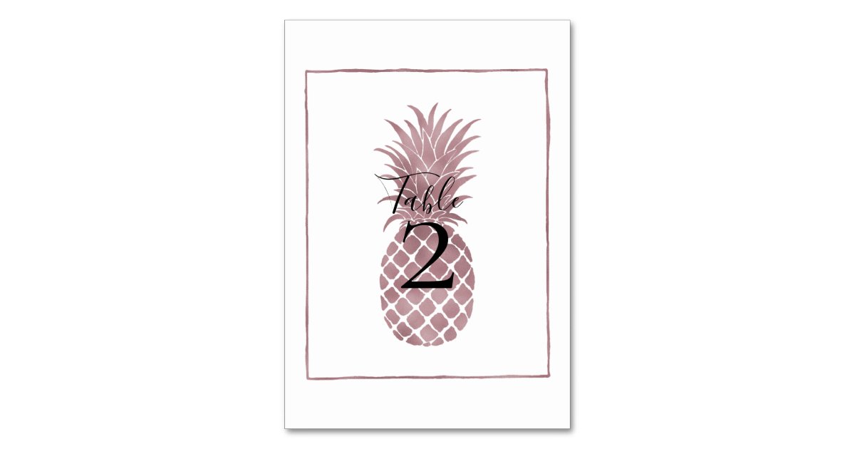 Rose Gold Pineapple Table Number | Zazzle
