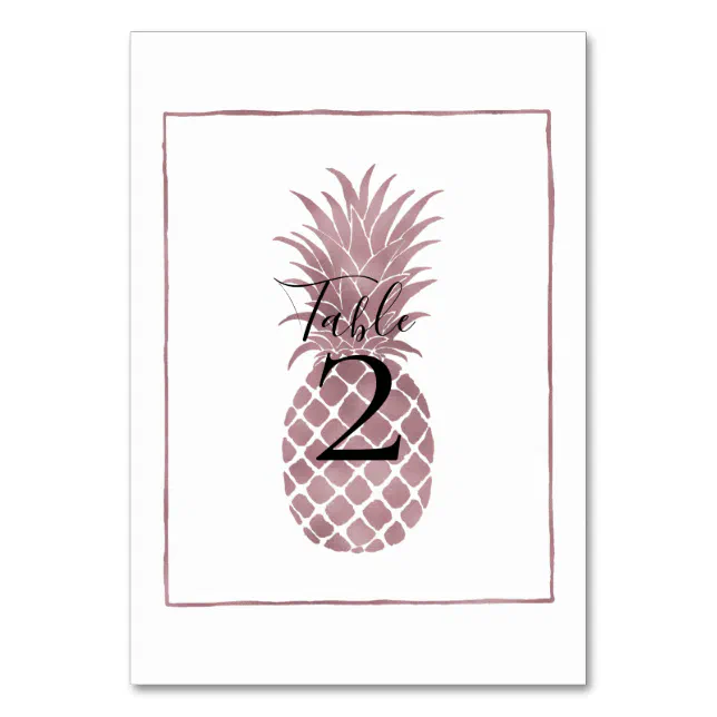 Rose Gold Pineapple Table Number | Zazzle